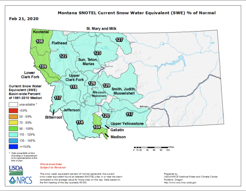 MT Snotel SWE % of Normal _ February 21 2020 - Missoula Avalanche
